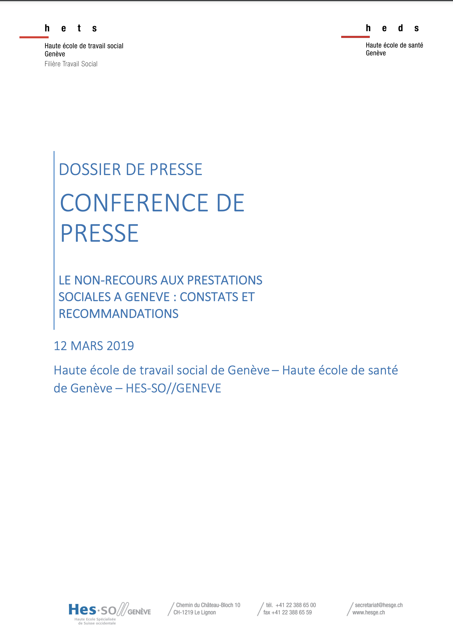 Le non-recours aux prestations sociales à Genève: quelles adaptations ...